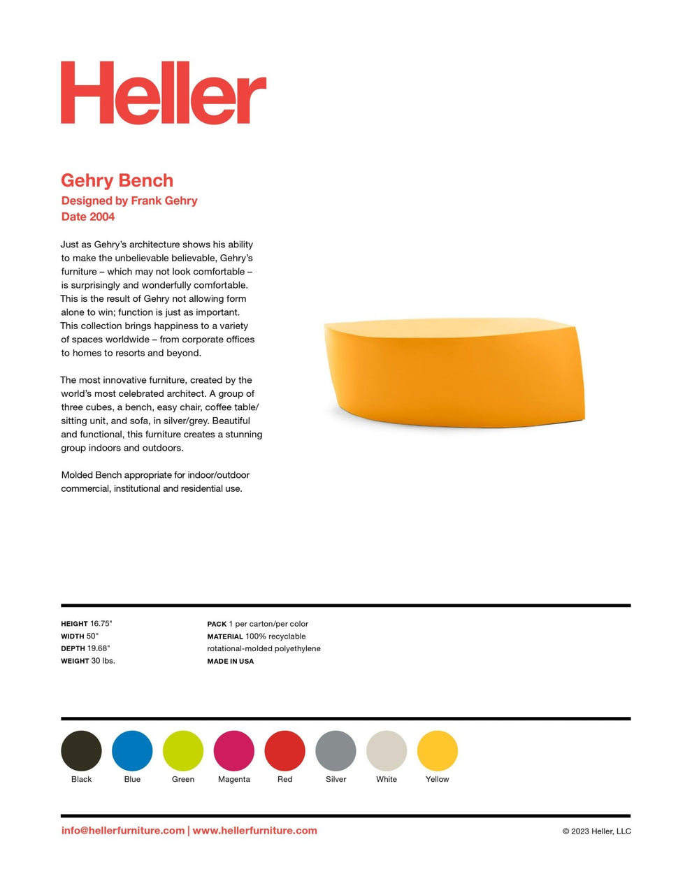 Gehry Bench by Frank Gehry – Modern, Functional Seating / Table ...